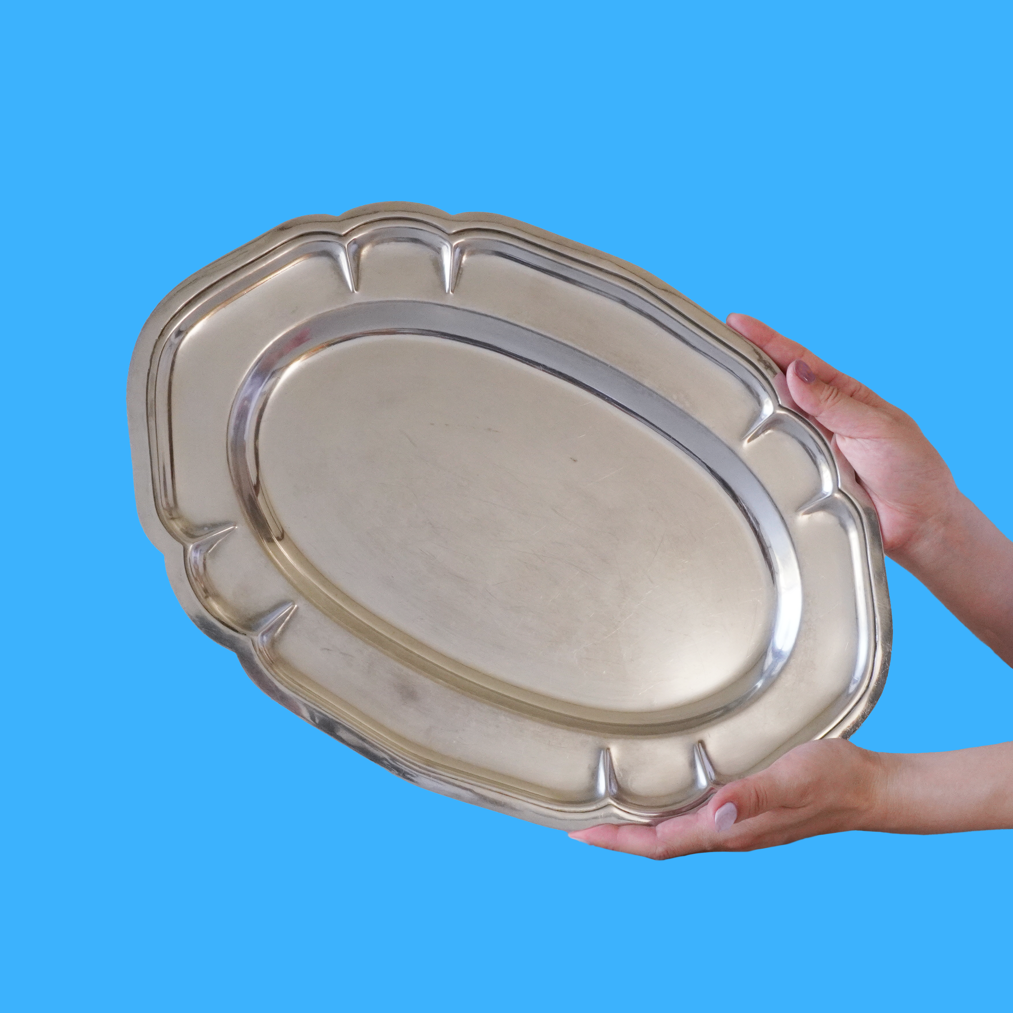 TRAY - CLASSICAL STAINLESS OVAL TRAY